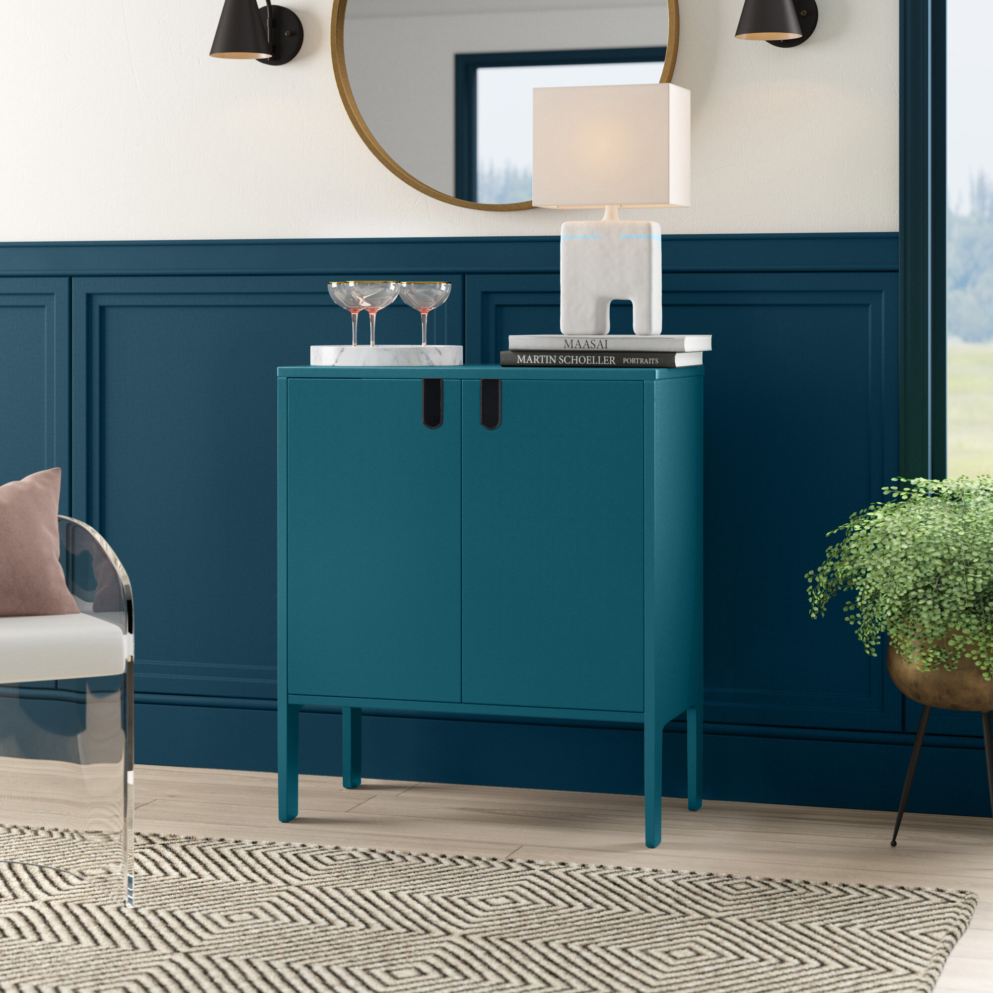 Orren Ellis Bolles 2 Door Accent Cabinet Color Petrol Blue
